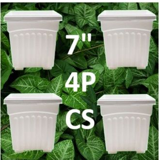 7 Inchi Square Tob White 4 Pcs Set - Flower Tub | Daraz.com.bd