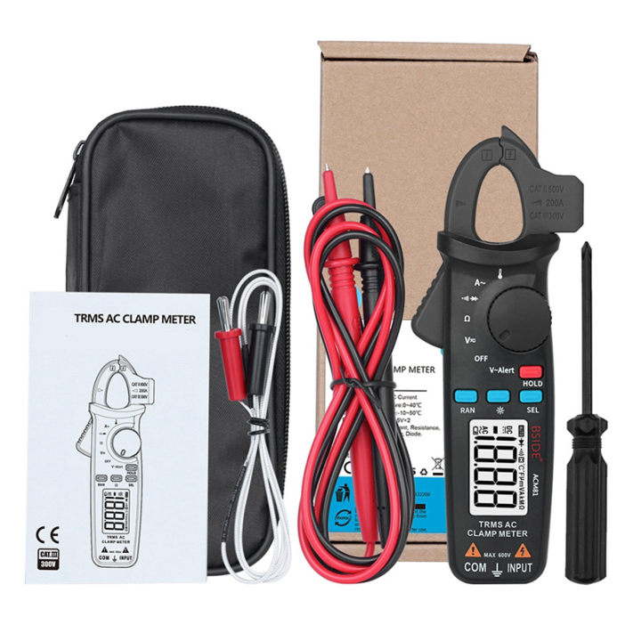 BSIDE ACM81 Digital Clamp Meter Auto-Rang TRMS 200A Current DC AC ...