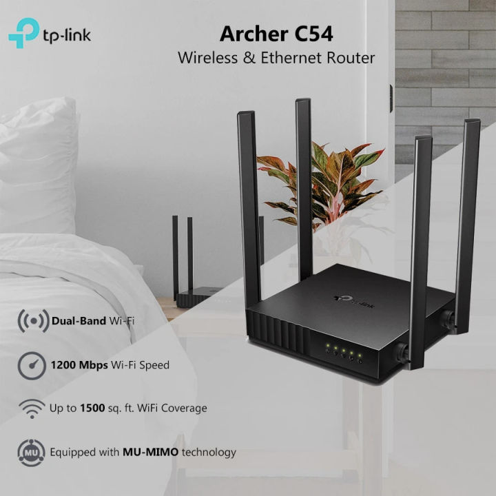 TP-Link Archer C54 AC1200 Dual Band 4 Antenna MU-MIMO Beamforming Wi-Fi ...