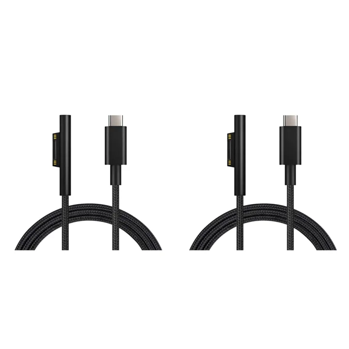 2X Nylon Braided USB-C Charging Cable for Surface Pro 6/5/4/3 Surface ...