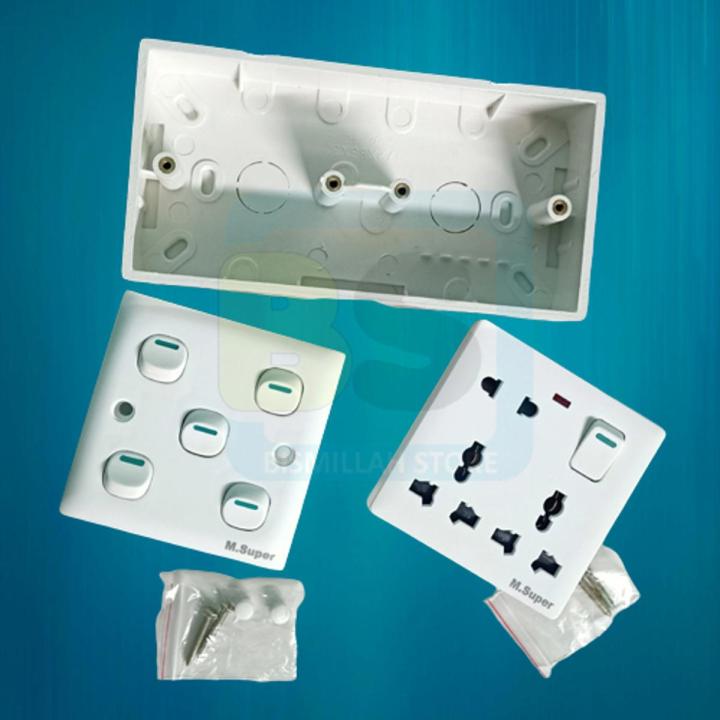 5 Gang Switch with 8 pin Multi Socket, PVC Back Part/Tola Board Combo 3 ...