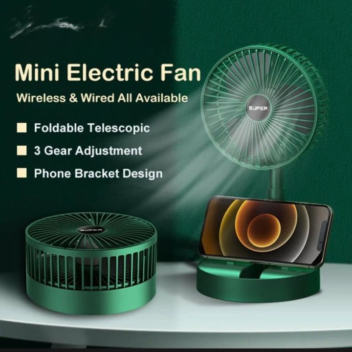 Usb Foldable Rechargeable Telescopic Mini Desktop Air Fan 3 In 1 ...