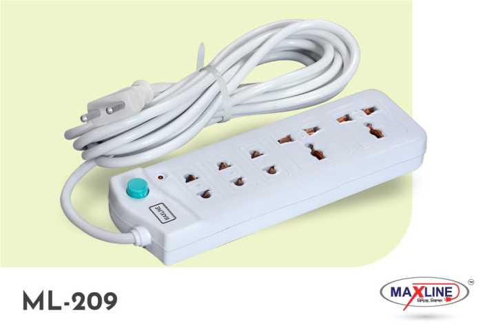 Multi Plug Maxline ML-209 Multiplug 5 Port Extention Socket White ...