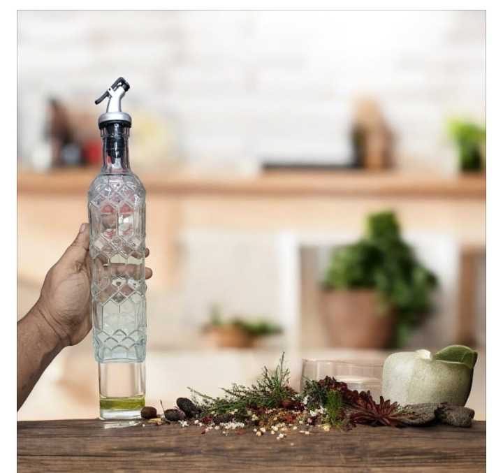 Grant Howard Corsica - Embossed Square Glass Vinegar with Pourer 700ml, | Daraz.com.bd
