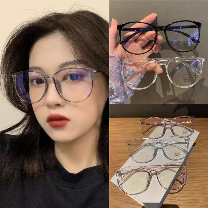 ins transparent glasses large frame plain glasses women's ultra-light ...