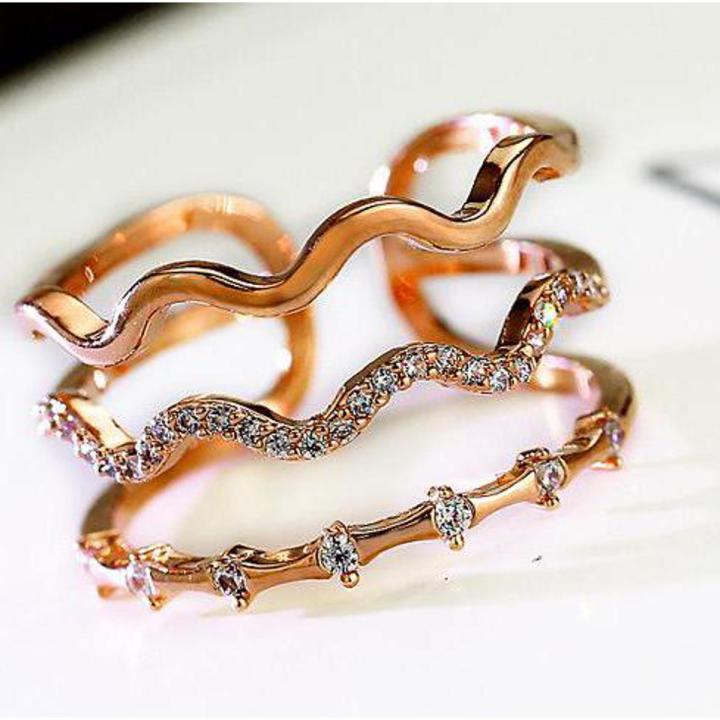 【happy one】Micro Pave Zircon Open Adjustable Rings Women Bijoux New Multilayer Wave Jewelry ...