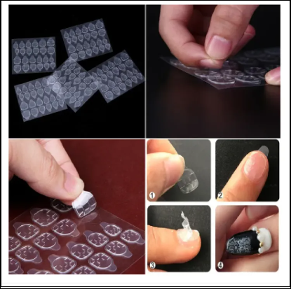 Double Sided Nails Stickers 1 sheets / 24 pis | Daraz.com.bd
