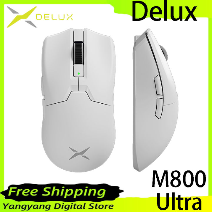 DELUX M800 Ultra Gaming Mouse PAW3395 600IPS Nordic52840 49g Lightweight Bluetooth 2.4g Three ...