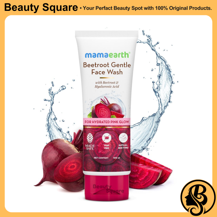 Mamaearth Beetroot Gentle With Beetroot & Hyaluronic Acid For Hydrated Pink Glow Face Wash (100 ...