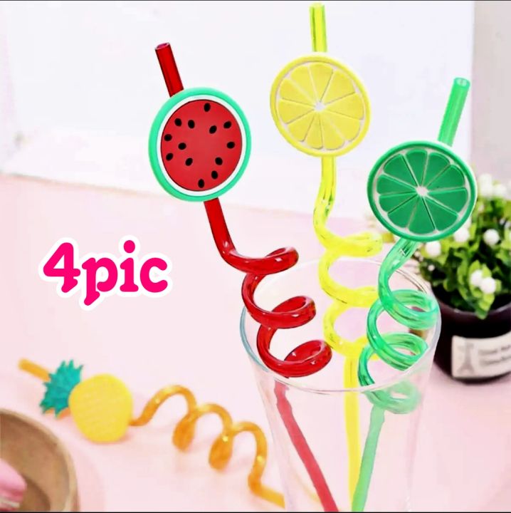 Straw For Kids & Cute Fruit - Juice Drinks Party Straw 4pic | Daraz.com.bd