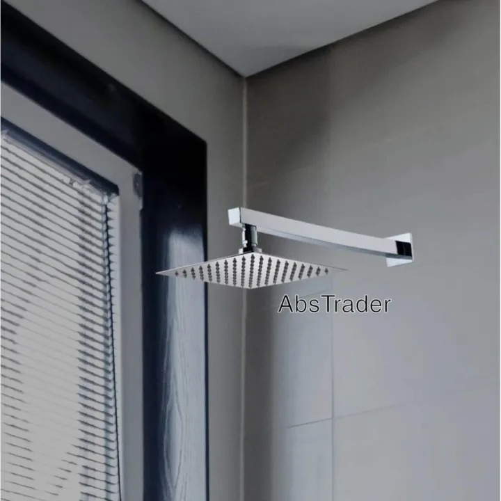 6x6 inch Square Rain Shower Head With 15 inches Long Solid SS Square ...