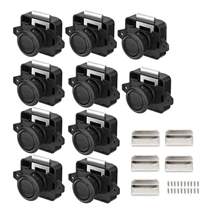 Pack of 10 Locks, Metal Push Button Door Locks Furniture Locks Cabinet ...