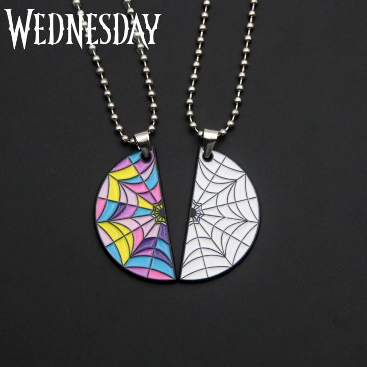 2pcs TV Show Wednesday Addams Enid Necklace Ophelia Hall Window Room ...
