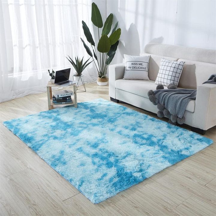 Carpets Tie-Dyeing Plush Soft Carpets for Bedroom Living Room Anti-Slip ...