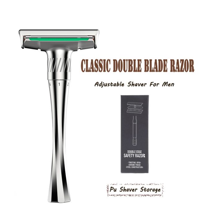 Adjustable Safety Razor Mens Folding Shaving Shaver Double Edge Classic ...