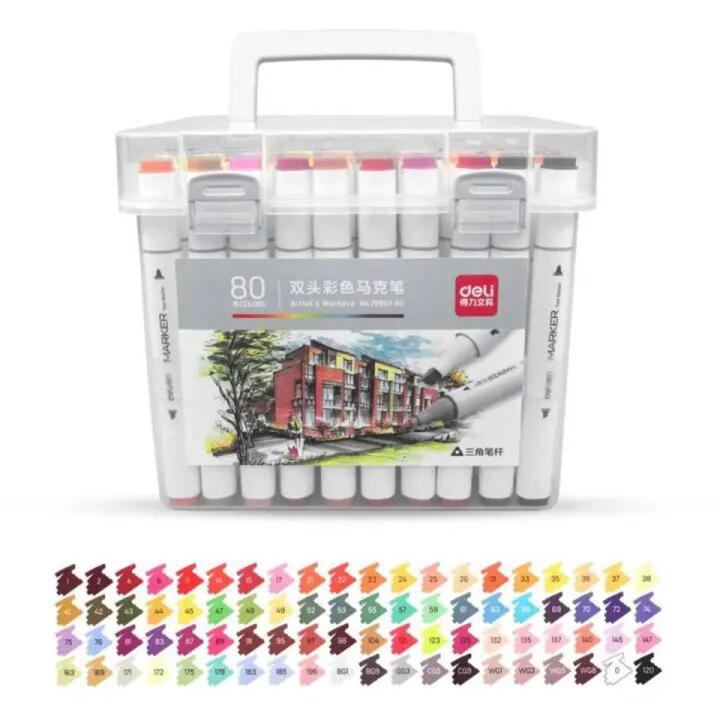 Deli Sketch Marker Set 70803-80, 80 Colors, Dual Tip, Assorted | Daraz ...