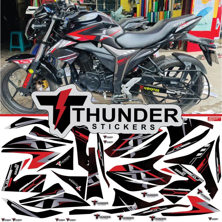 Full Bike Sticker For Gixxer Monotone | Laser Cutting Decal Sticker | Thunder Sticker | Premium ...