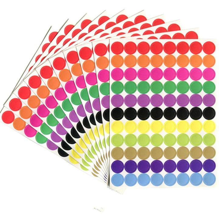 880Pcs/10 Sheet Round Spot Circles Sealing Stiker Paper Labels Coloured ...