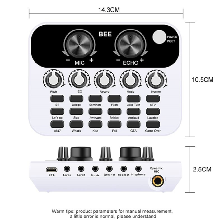 【Eco-friendly】 Live Sound Card V8 Mini Audio Interface Podcast Mixer ...