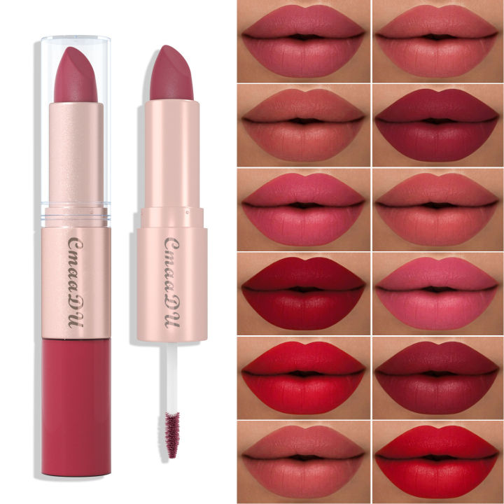 CmaaDU 12 Color Long-lasting Moisturizing Matte Mist Lip Glaze 2 and 1 ...