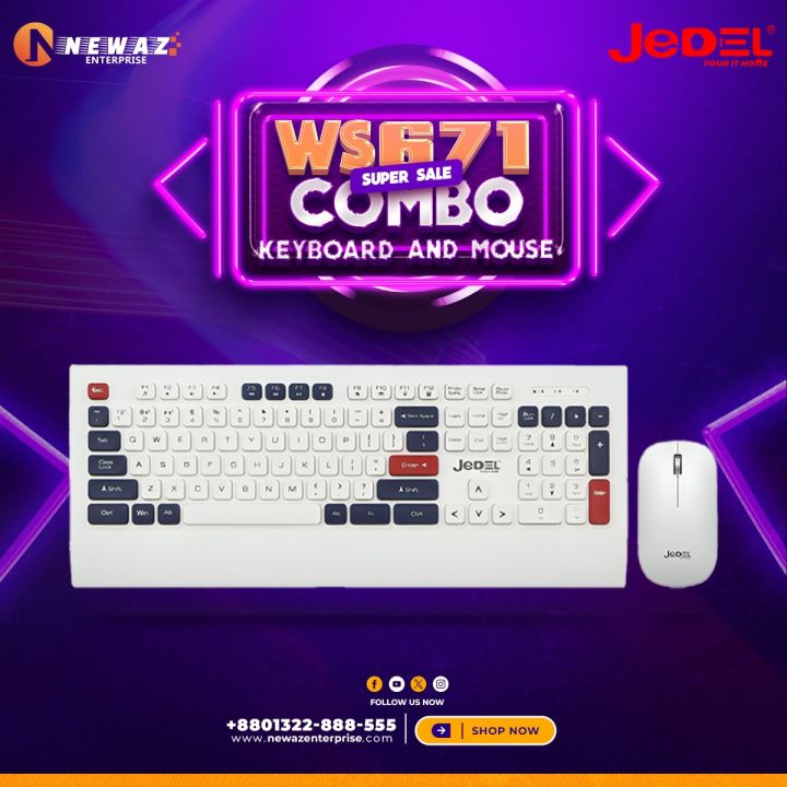 JEDEL-WS671 Wireless Keyboard and Mouse Combo (English) | Daraz.com.bd
