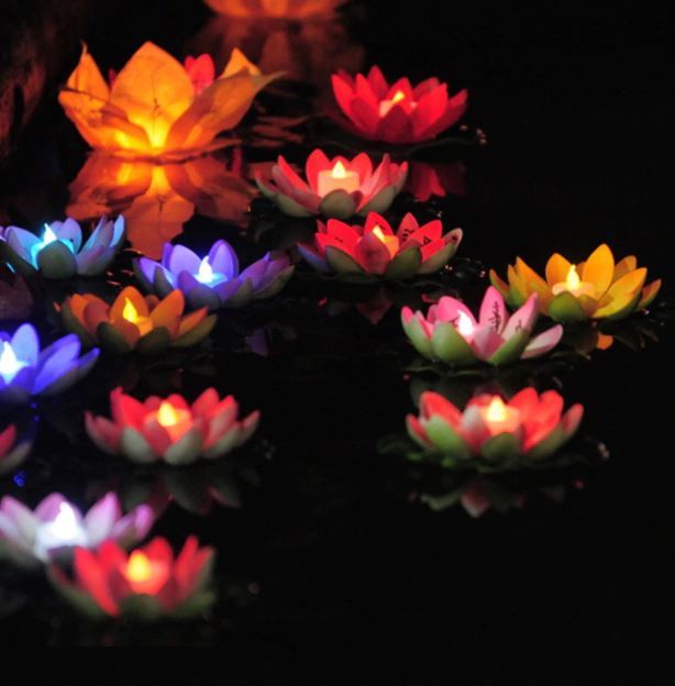 Floating Lotus Light Pool Pond Garden Water Flow - 4pcs | Daraz.com.bd