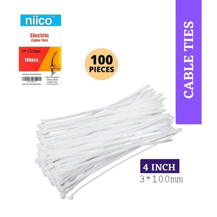 Cable Ties 4 Inch 3 X 100 mm White Color Durable Nylon Self-Locking ...