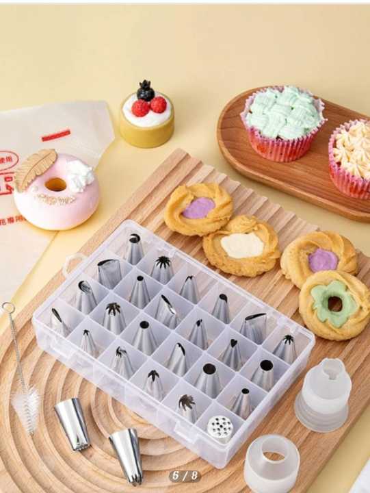 24 Pcs Piping Nozzles Pastry Tips Cake Sugarcraft Decorating Tool Box ...