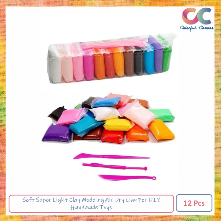 12 Colors Soft Super Light Clay Modeling Air Dry Clay For DIY Handmade ...