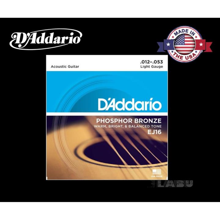 D'Addario EJ16 Phosphor Bronze Acoustic Guitar Strings, .012-.053 Light ...
