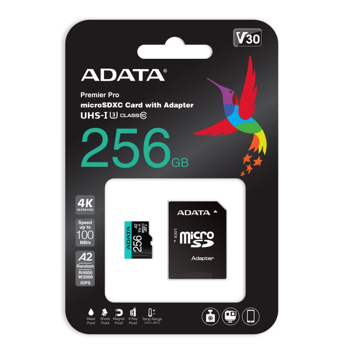 Adata Premier 256GB MicroSDXC/SDHC UHS-I Class 10 V10 Memory Card with Adapter # ...