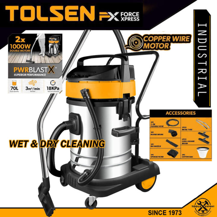 TOLSEN 70L Vacuum Cleaner 70L Duel Motor Wet and Dry Industrial Series Model: 79609 | Daraz.com.bd