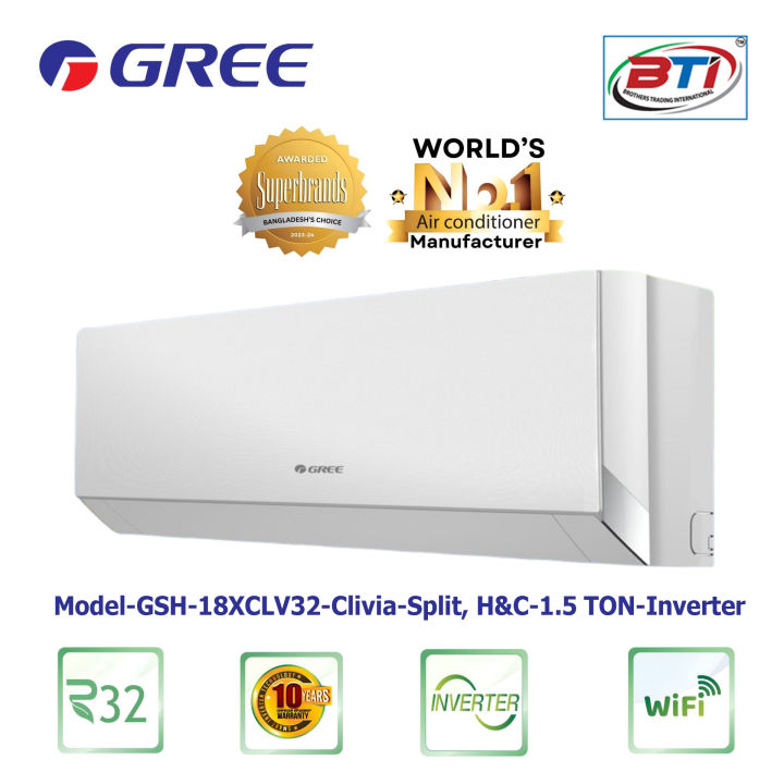 Gree Split Type Air Conditioner GSH-18XCLV32-Clivia-Split, Hot & Cool ...