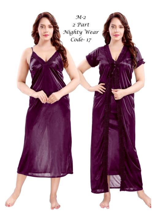 Indian Two Part Nighty in High-Quality Silk Cotton - Perfect Night Wear ...