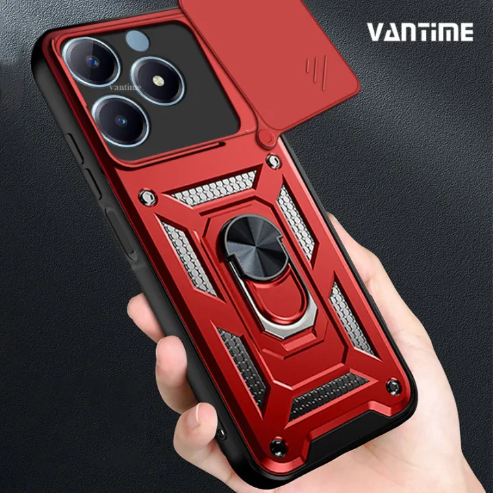Vantime for Realme C63 / C61 4G Case Hard Sliding Lens Protect Stand Holder Back Cover | Daraz ...