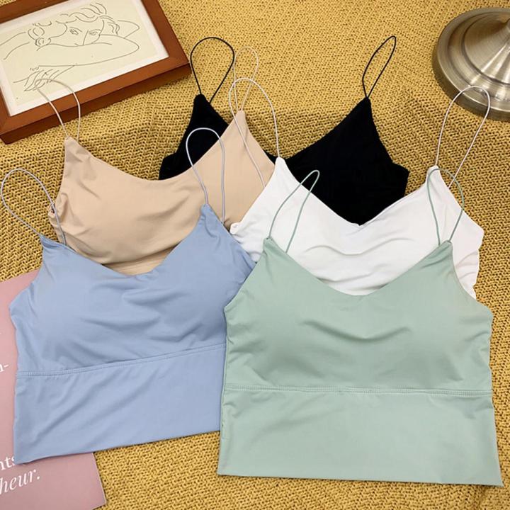 Elastic Women Ice Silk Crop Top Seamless Tube Top Bra Underwear Solid ...
