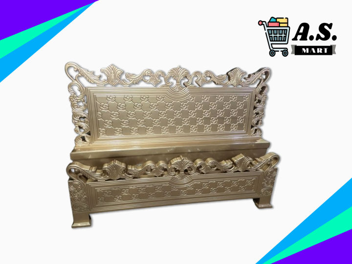 Golden color bed with Stylish design by Malaysian MDF | Daraz.com.bd