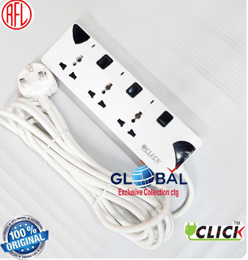 Multi Extension Click 3 pin 3 port 16 feet Cable | Daraz.com.bd