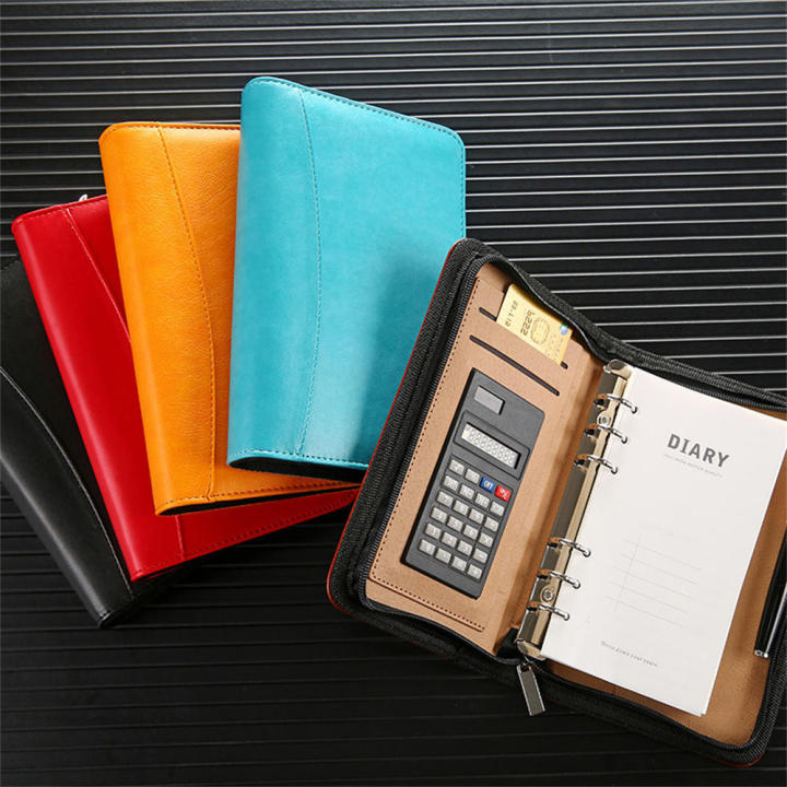 Loose Leaf Zipper Bag Diary Binder Notebook Journal with Calculator A6 ...