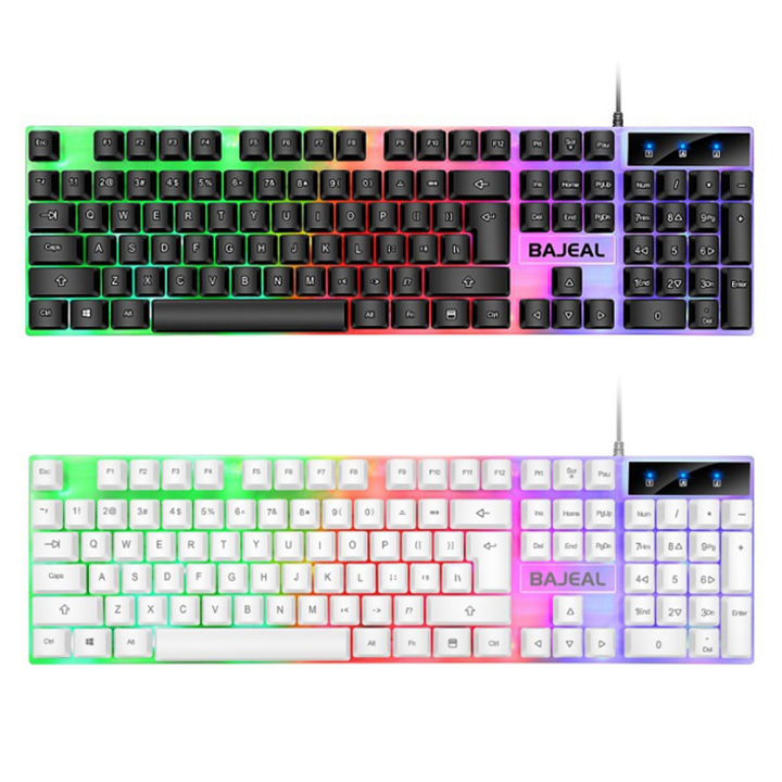 Ergonomic Keyboard Seven Color Lights Backlit Keyboard 98 Keys ...