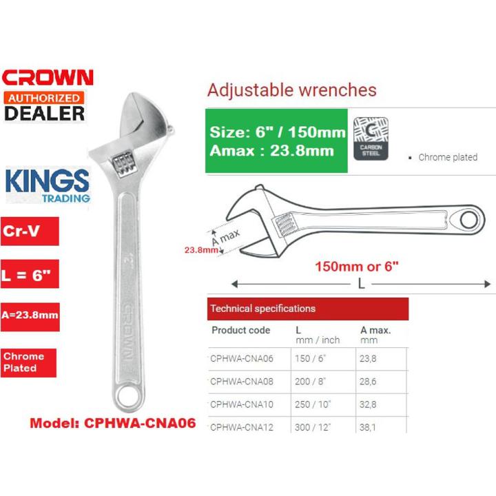 CROWN Adjustable Wrench Carbon Steel Industrial Quality | Daraz.com.bd