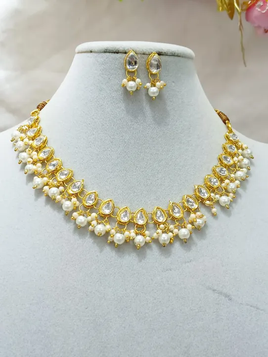 Exclusive degain white pearl colourful necklace with earring for women ...