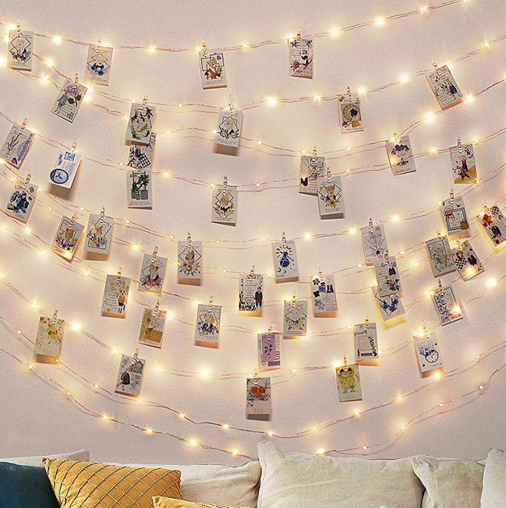 1 set copper wire photo clip wire lights party decoration image wall ...