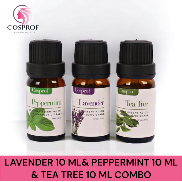 Lavender-Peppermint-Tea tree Essential oil Combo -10 ml Each Pcs ...