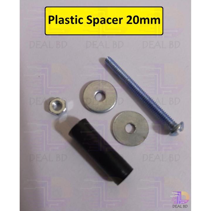 6Pcs-Plastic Spacer 20mm Round Metric Insulation Spacer Standoff Non ...