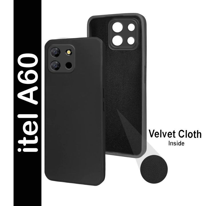 itel A60 Silicone Matte Flexible Soft Phone Case - Black - Phone Back ...