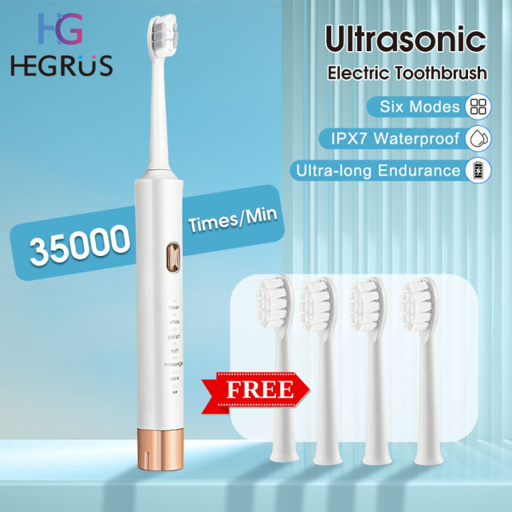 HEGRUS Electric Toothbrushes Ultrasonic Electric Toothbrush IPX7 ...