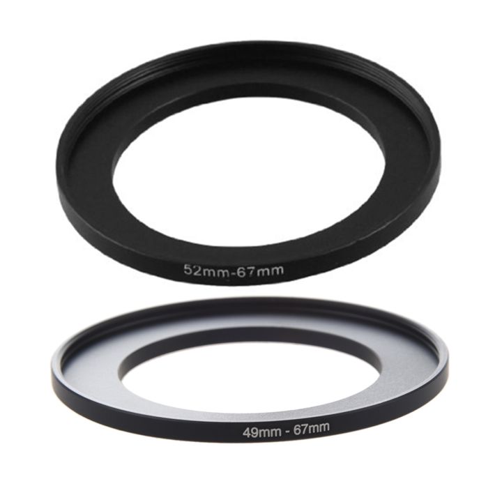 2Pcs Camera Lens Filter Step Up Ring Adapter Black - 49Mm-67Mm & 52Mm ...
