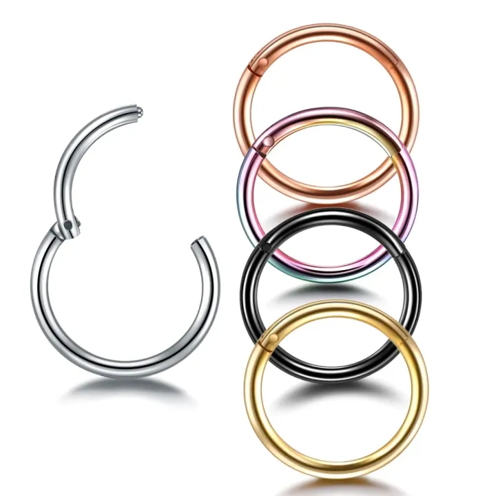 1PC 12G-20G Septum Piercing Surgical Steel Clicker Hinged Segment Ring ...