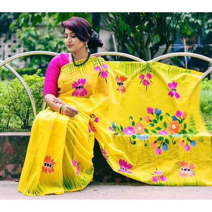 Hand Print Half Silk Sharee For Women | Daraz.com.bd